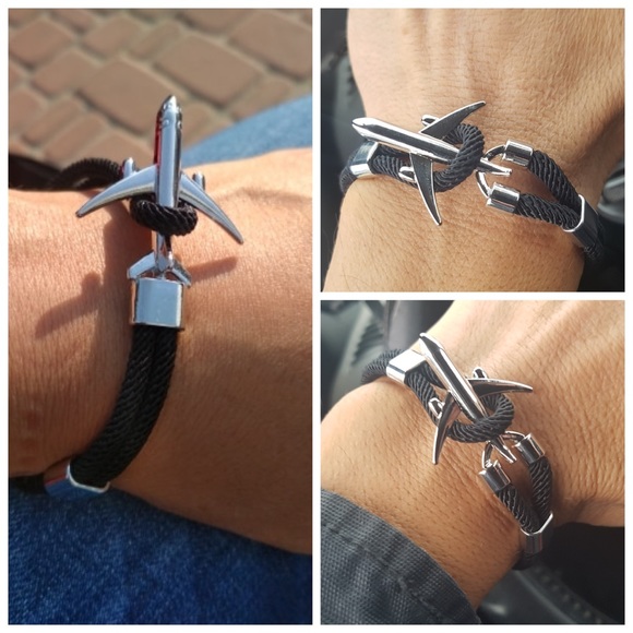 Accessories | Mens Punk Rock Airplane Anchor Rope Bracelet | Poshmark
